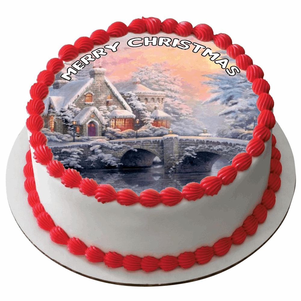 Edible Christmas Rice Paper Cake Topper Decoration 7.5" round D18 ...