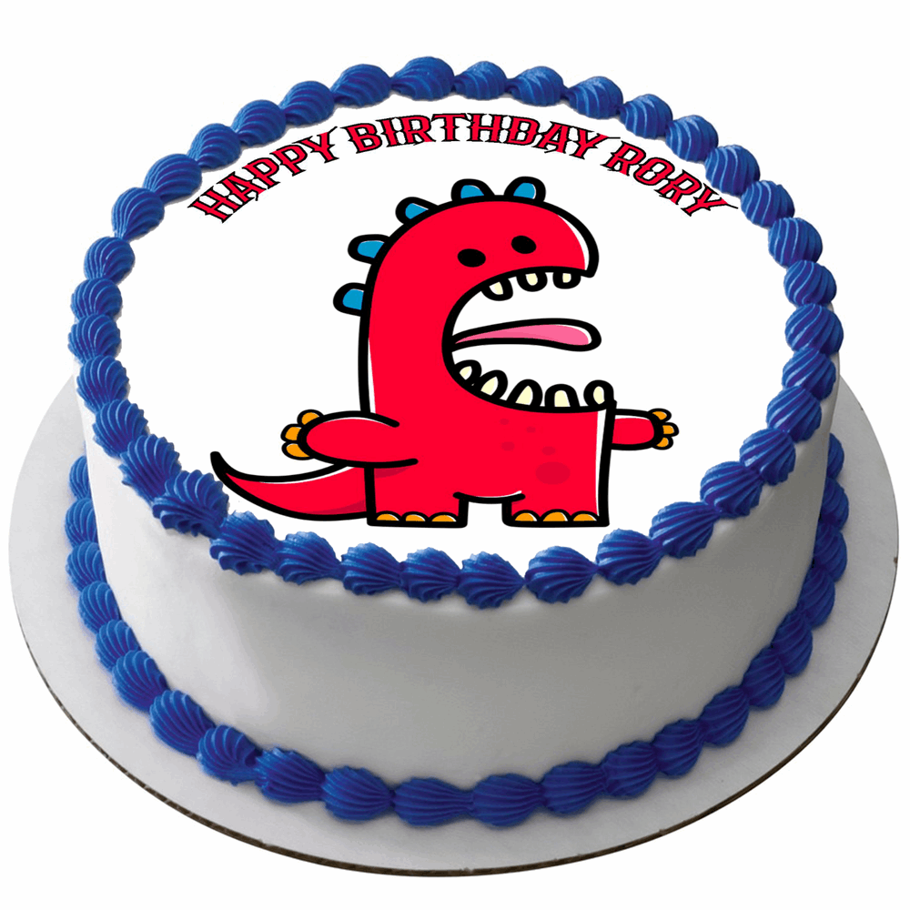 DINOSAUR 7.5" ROUND ICING EDIBLE PREMIUM CAKE TOPPER 19CM DIAMETRE CUTE ...