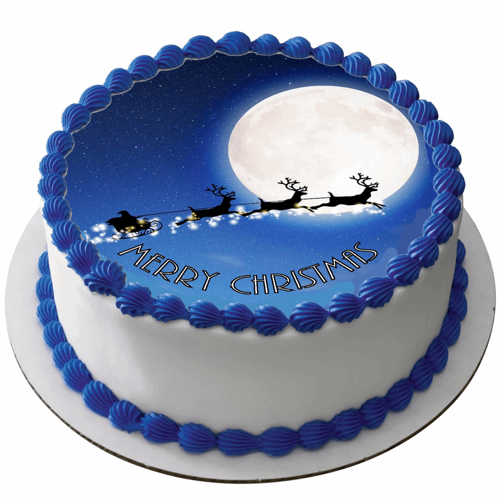Edible Christmas Rice Paper Cake Topper Decoration 7.5" round D54 ...