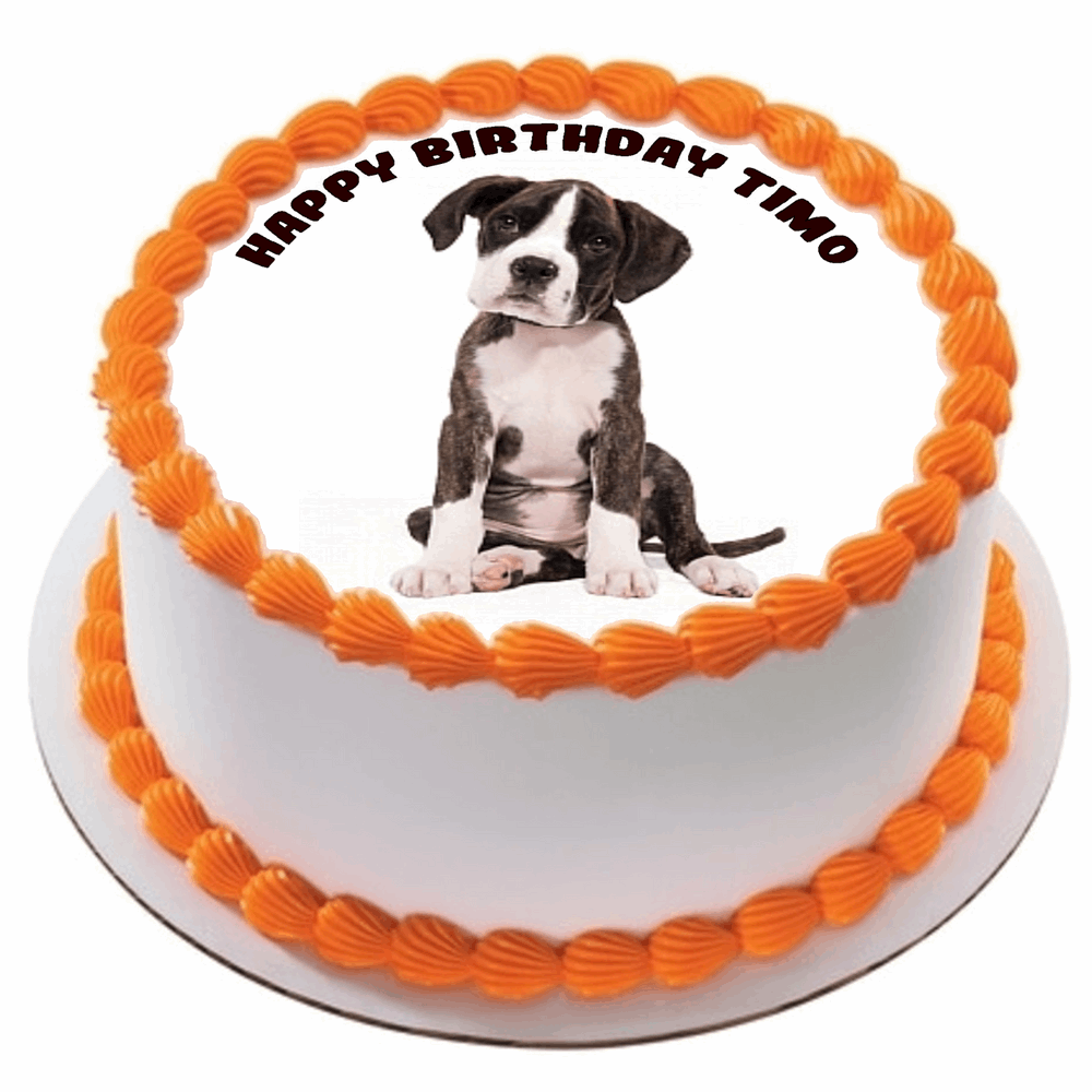 BOXER DOG 7.5" ROUND ICING EDIBLE PREMIUM CAKE TOPPER 19CM DIAMETRE ...