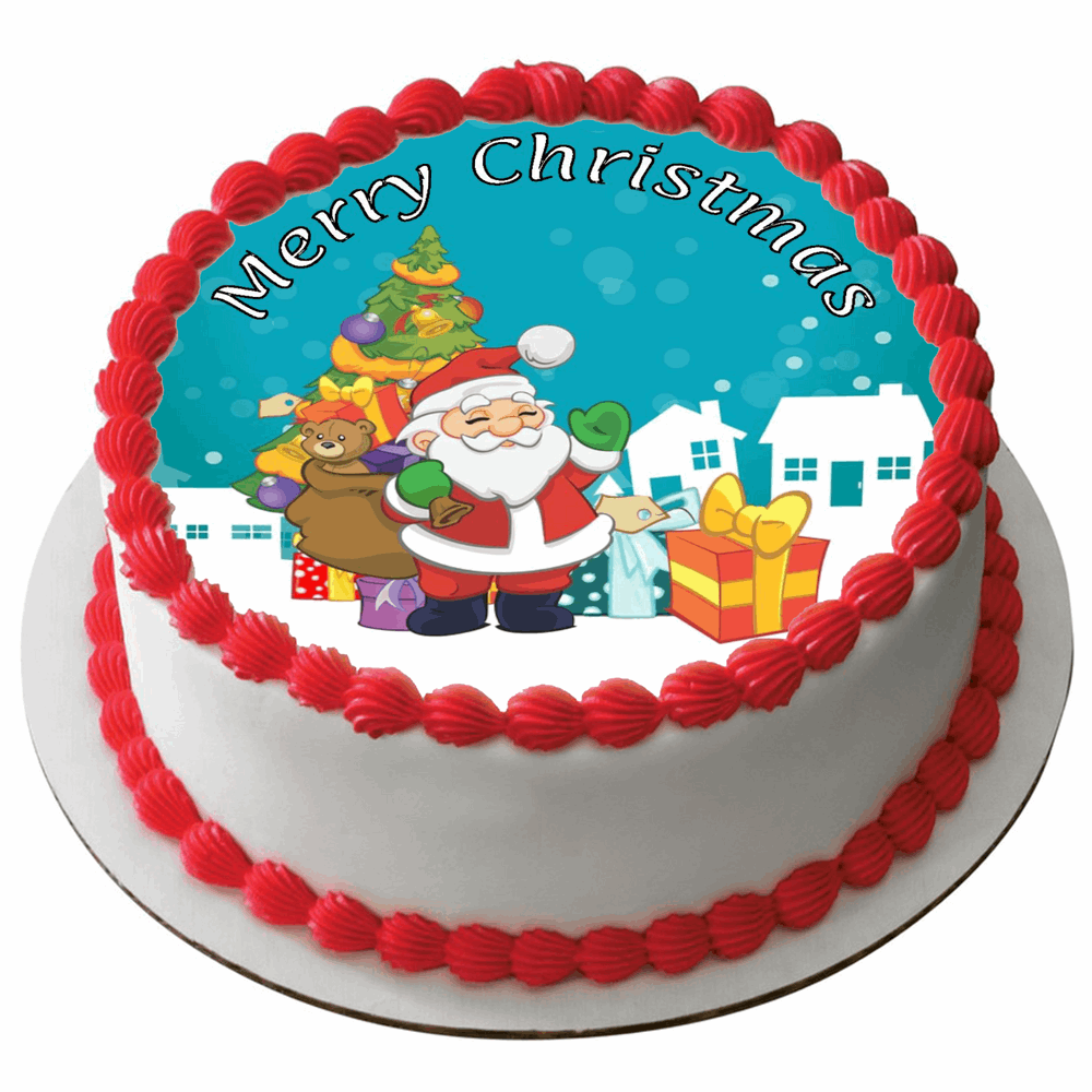 Edible Christmas Rice Paper Cake Topper Decoration 7.5" round D34 ...