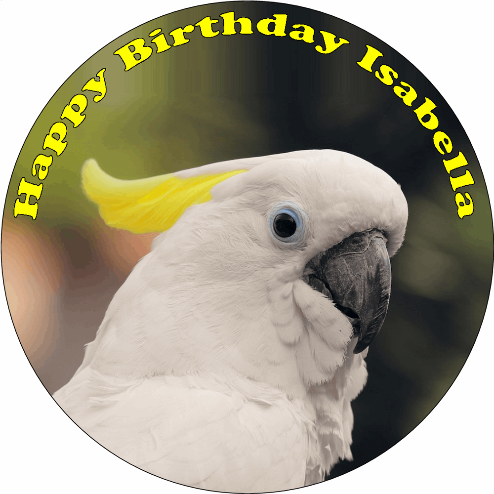 COCKATOO PARROT ROUND ICING EDIBLE PREMIUM CAKE TOPPER 7.5"19CM ...