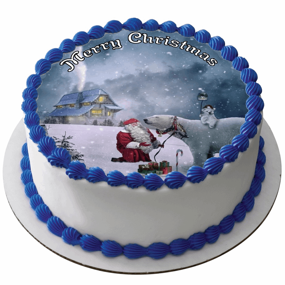 Edible Christmas Rice Paper Cake Topper Decoration 7.5" round D63 ...