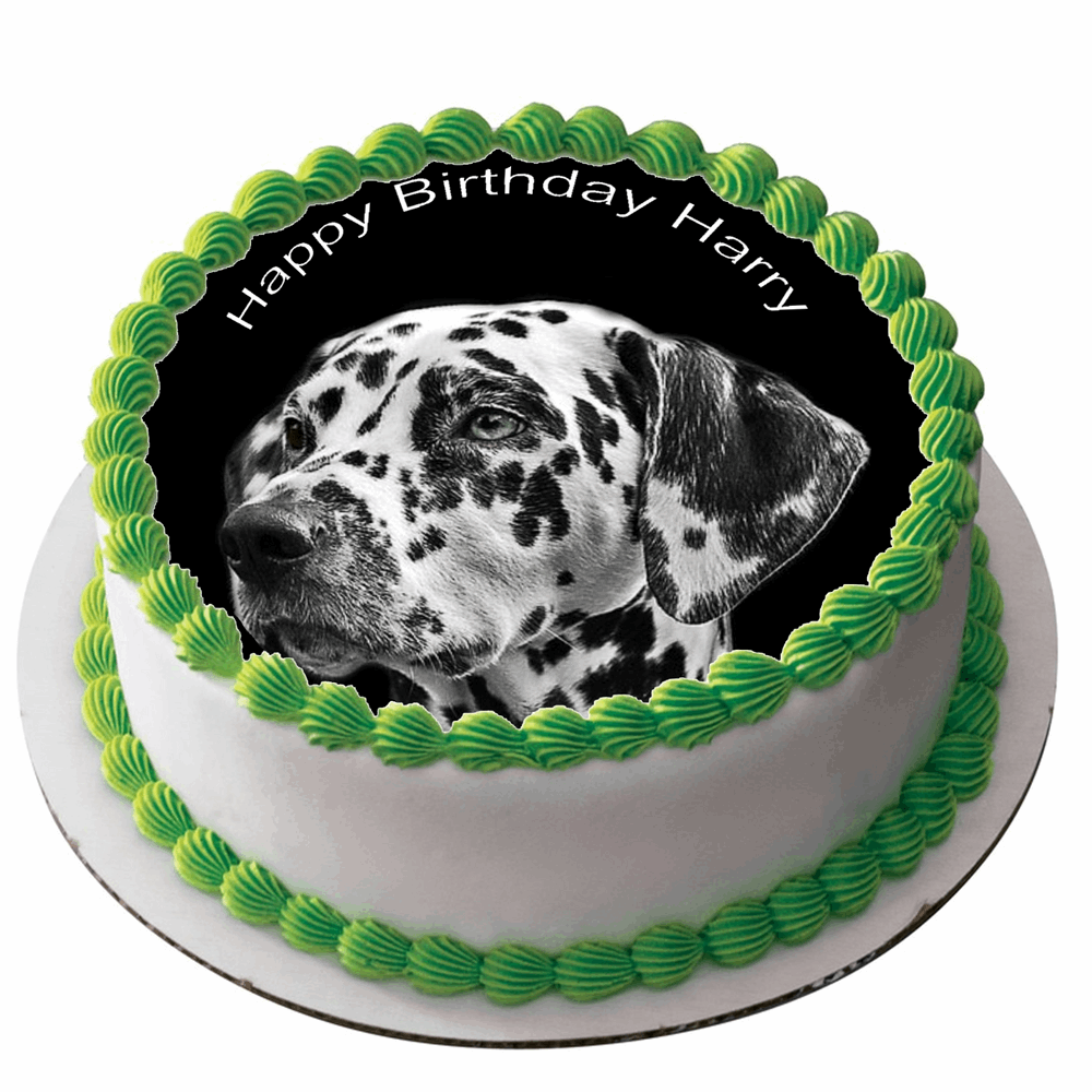 DALMATIAN DOG 7.5" ROUND ICING EDIBLE PREMIUM CAKE TOPPER 19CM DIAMETRE ...