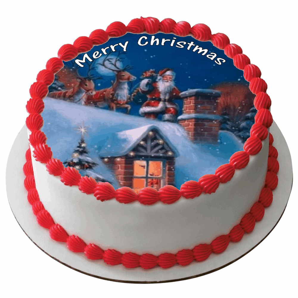 Edible Christmas Rice Paper Cake Topper Decoration 7.5" round D22 ...