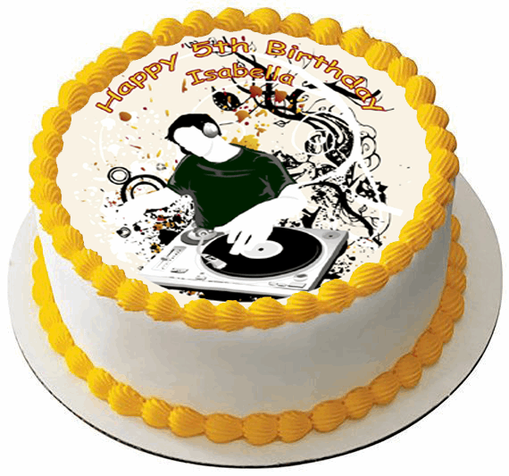 DJ MUSIC TABLE DECKS 7.5 PREMIUM Edible ICING Cake Topper CAN ...