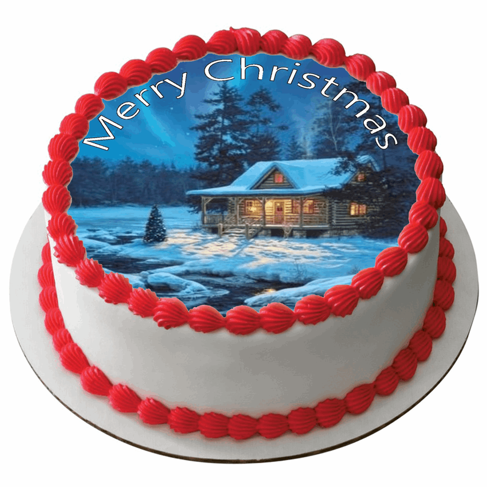 Edible Christmas Rice Paper Cake Topper Decoration 7.5" round D20 ...