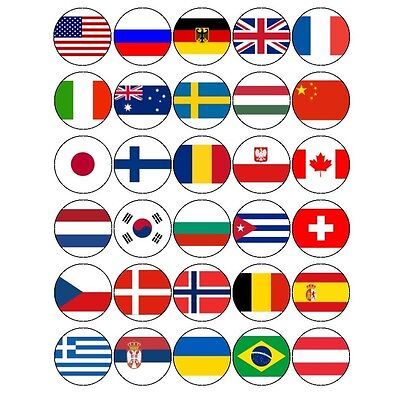 30x WORLD FLAGS MIXED OLYMPICS COUNTRIES EDIBLE PREMIUM CUPCAKE CAKE ...