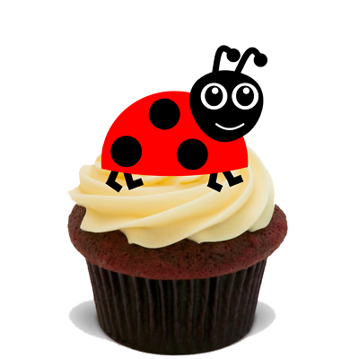 LADYBIRD BUG 30X FLAT STAND UP RICE CARD Edible Cake Toppers D1 LADYBUG ...