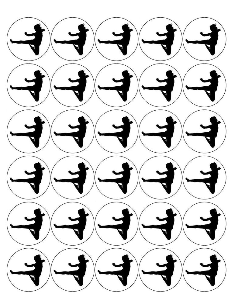 KICKBOXING 30 x 4cm PREMIUM EDIBLE ICING ROUND CUP CAKE TOPPERS D2 ...