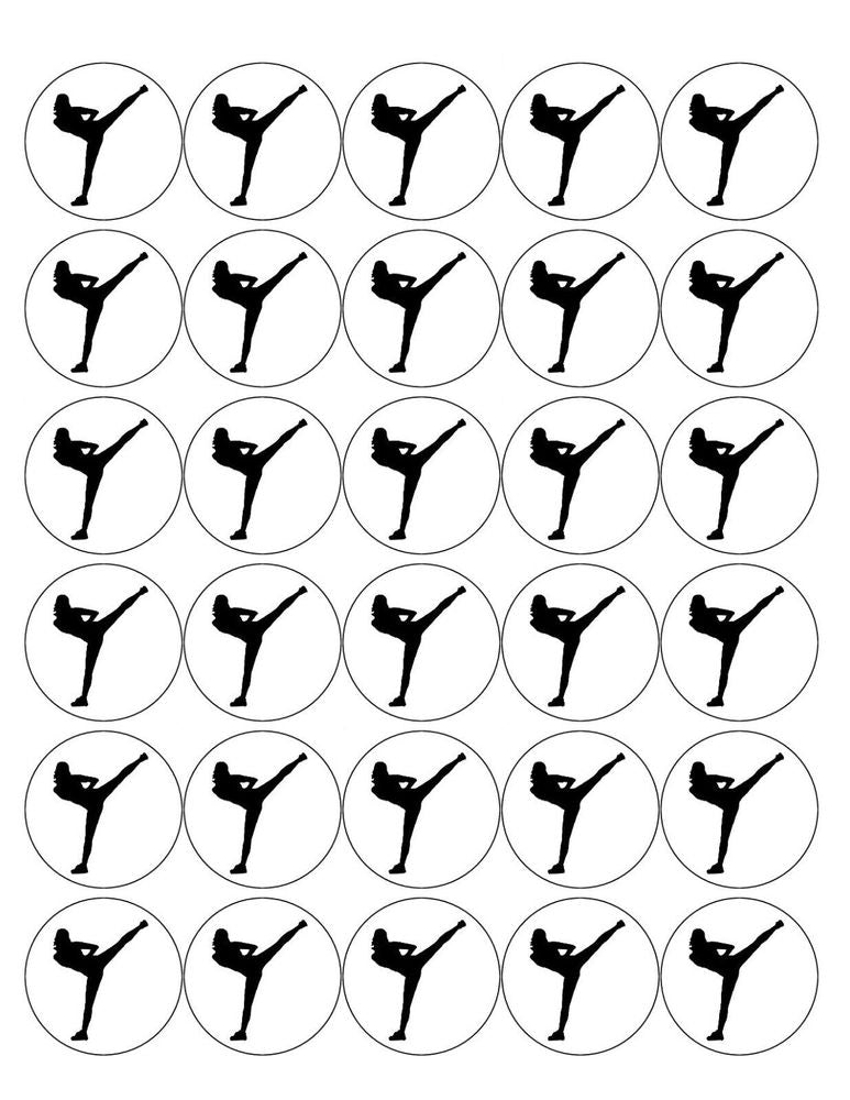 KICKBOXING 30 x 4cm PREMIUM EDIBLE RICE PAPER ROUND CUP CAKE TOPPERS ...