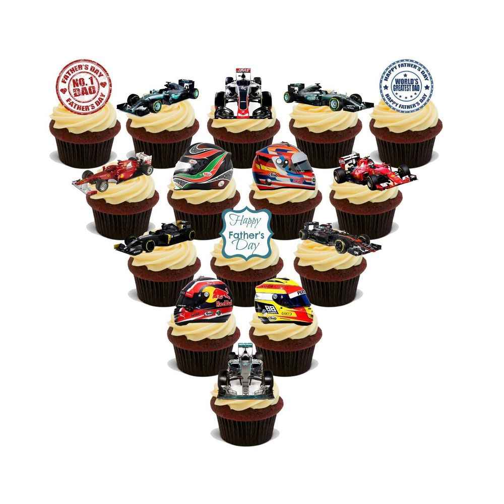 15 FORMULA ONE FATHERS DAY F1 FLAT STANDUP PREMIUM RICE CARD Edible Ca ...