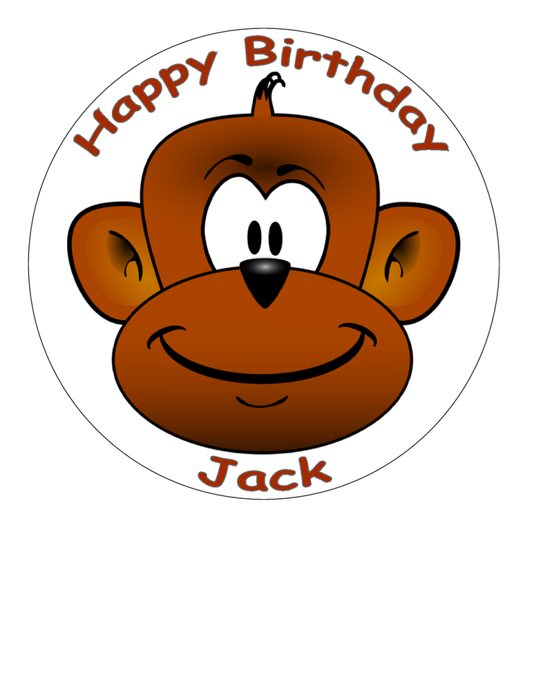 MONKEY 7.5 PREMIUM Edible ICING Cake Topper CAN BE PERSONALISED D1 ...