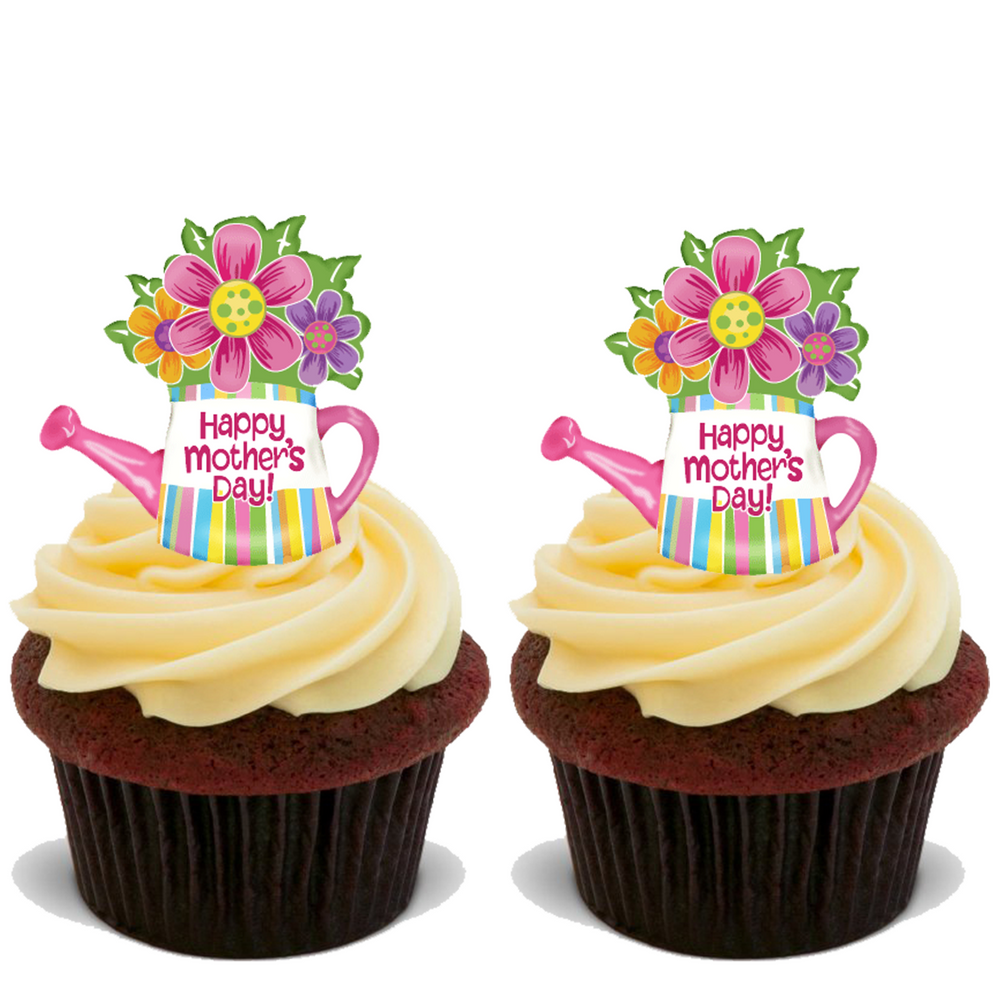 Mother's Day 30 x 4cm Stand Up Cupcake Toppers Edible Rice Card ...