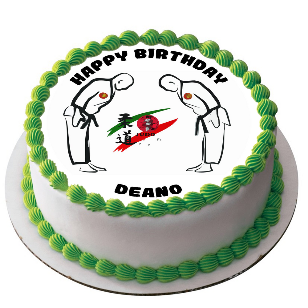 JUDO 7.5" ROUND ICING EDIBLE PREMIUM CAKE TOPPER 19CM DIAMETRE MARTIAL ...