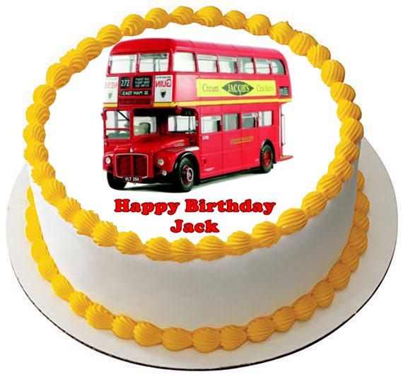 RED LONDON BUS Birthday 7.5 PREMIUM Edible ICING Cake Topper CAN ...