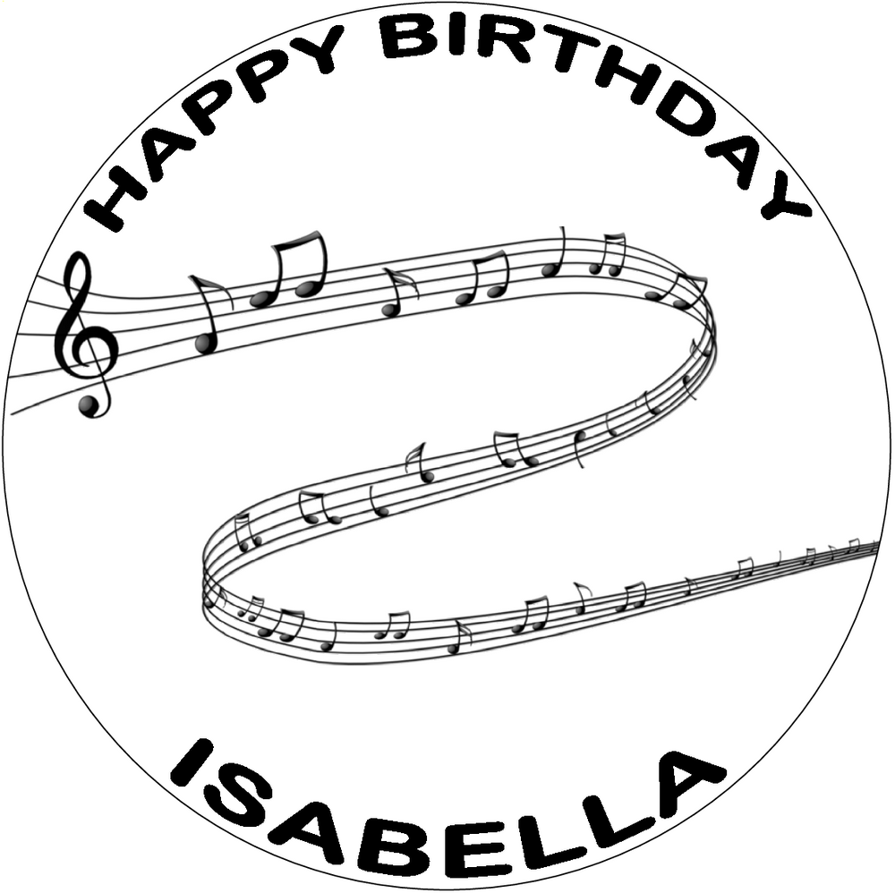 MUSICAL NOTES 7.5 PREMIUM Edible RICE WAFER PAPER Cake Topper HAPPY ...
