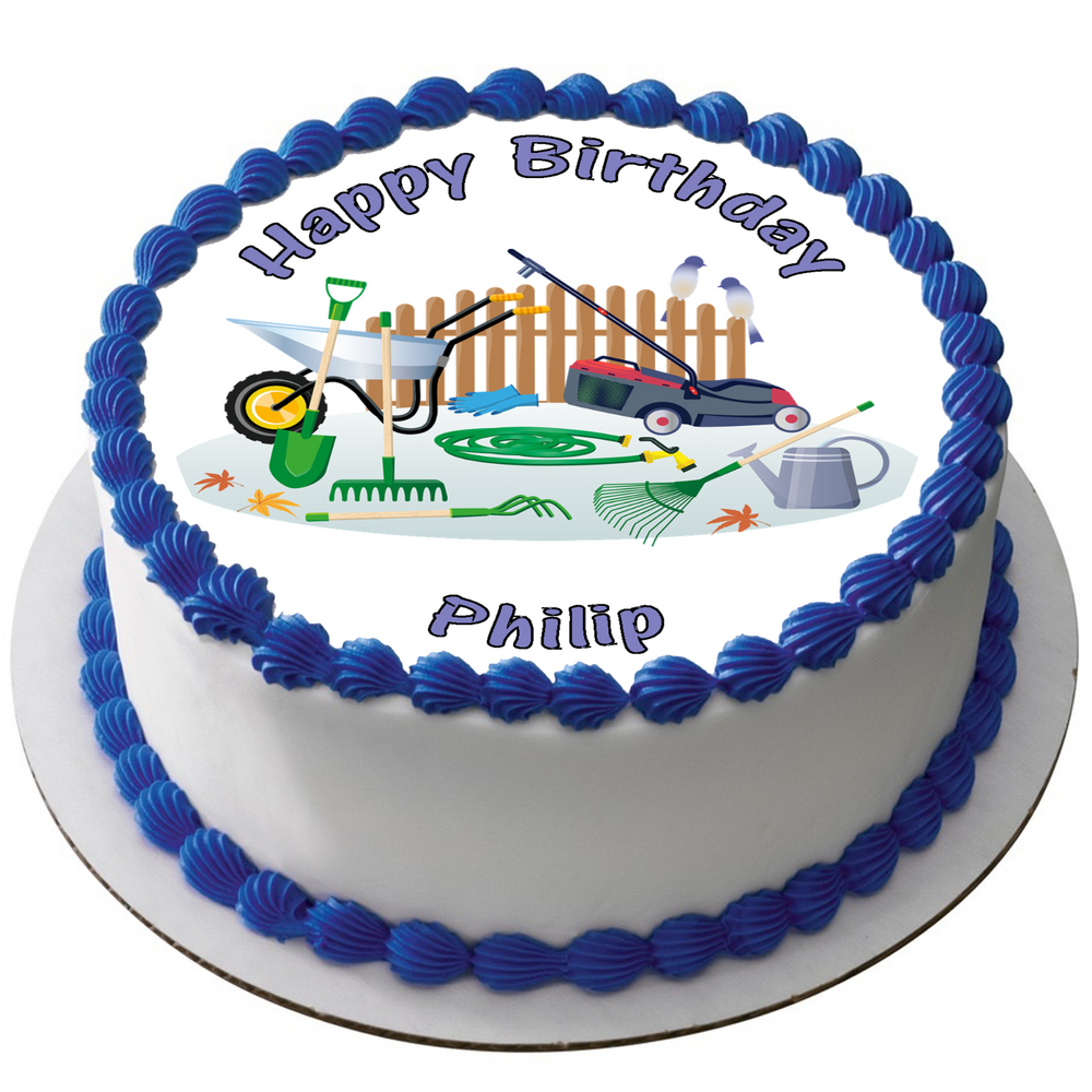 GARDENING 7.5" ROUND RICE WAFER PAPER EDIBLE PREMIUM CAKE TOPPER D7 ...