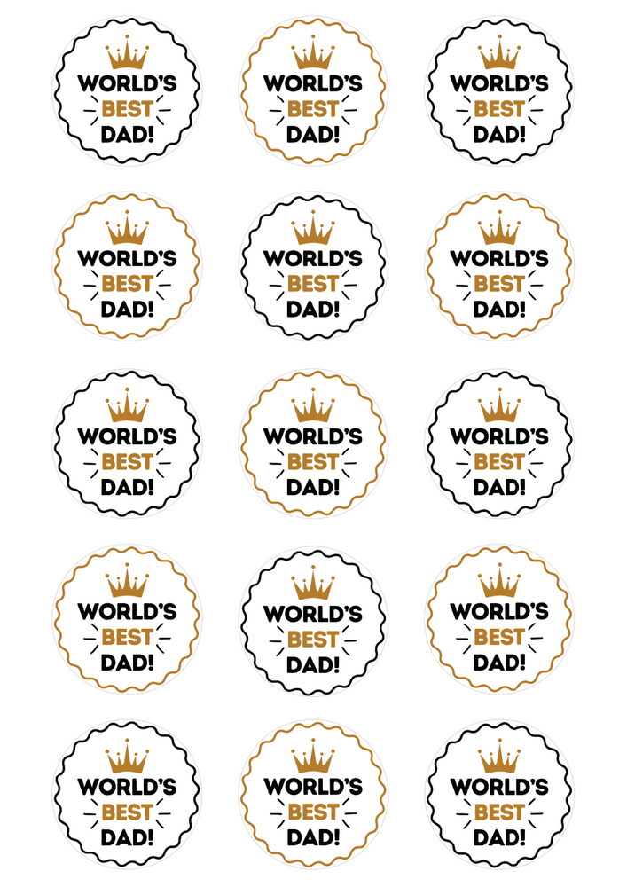 FATHERS DAY 15 x 5cm PREMIUM EDIBLE RICE PAPER ROUND CUP CAKE TOPPERS ...