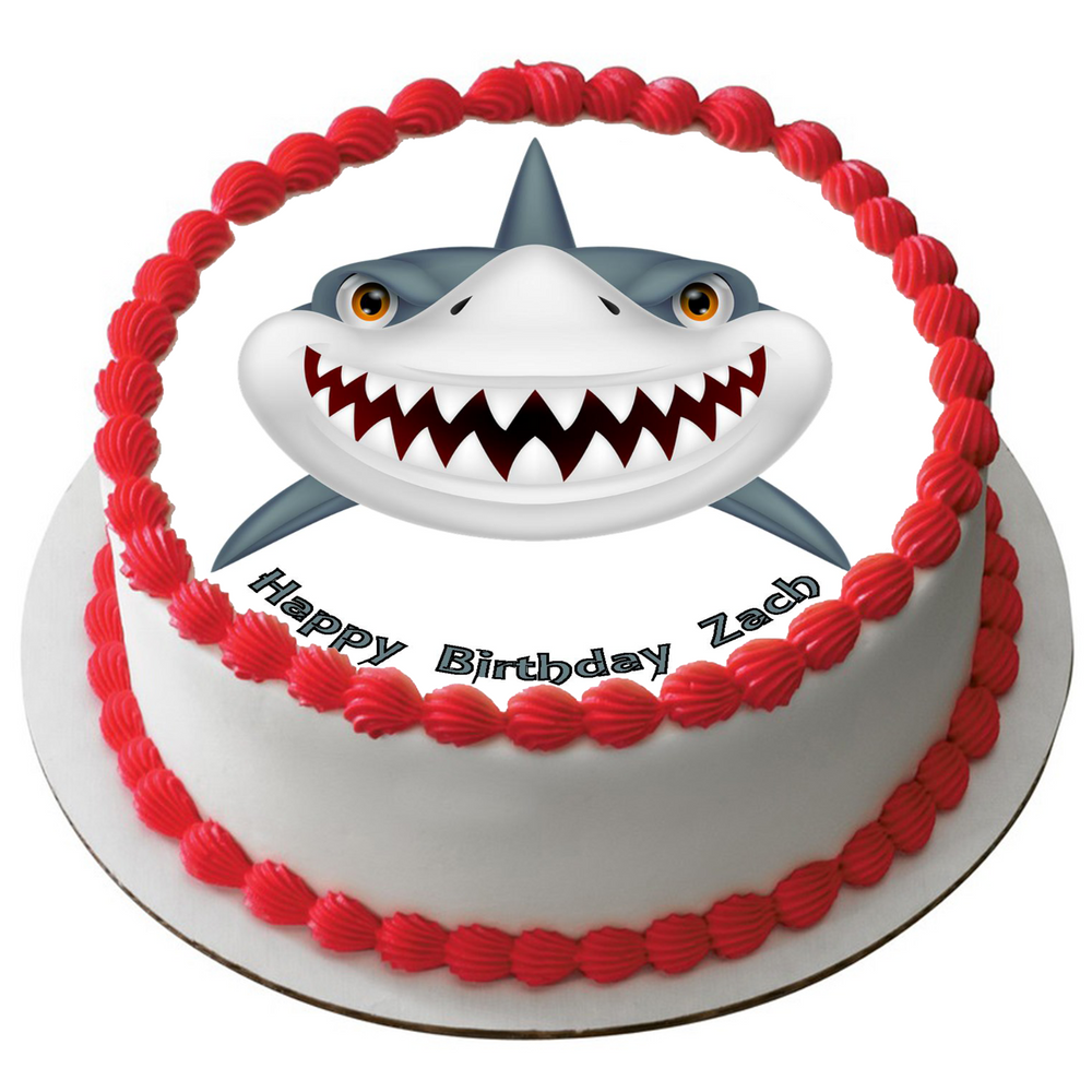 SHARK 7.5" ROUND RICE WAFER PAPER EDIBLE PREMIUM CAKE TOPPER JAWS D3 ...