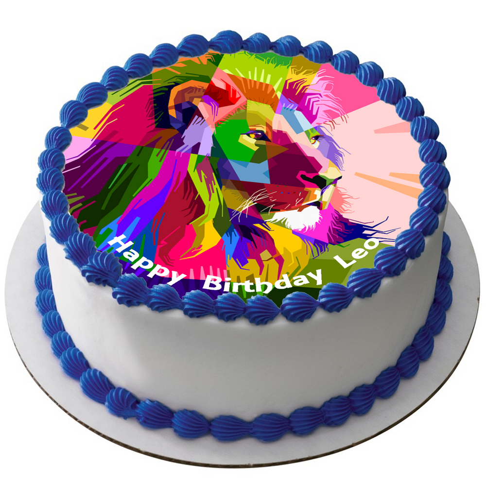 LION 7.5" ROUND RICE WAFER PAPER EDIBLE PREMIUM CAKE TOPPER D3 ...