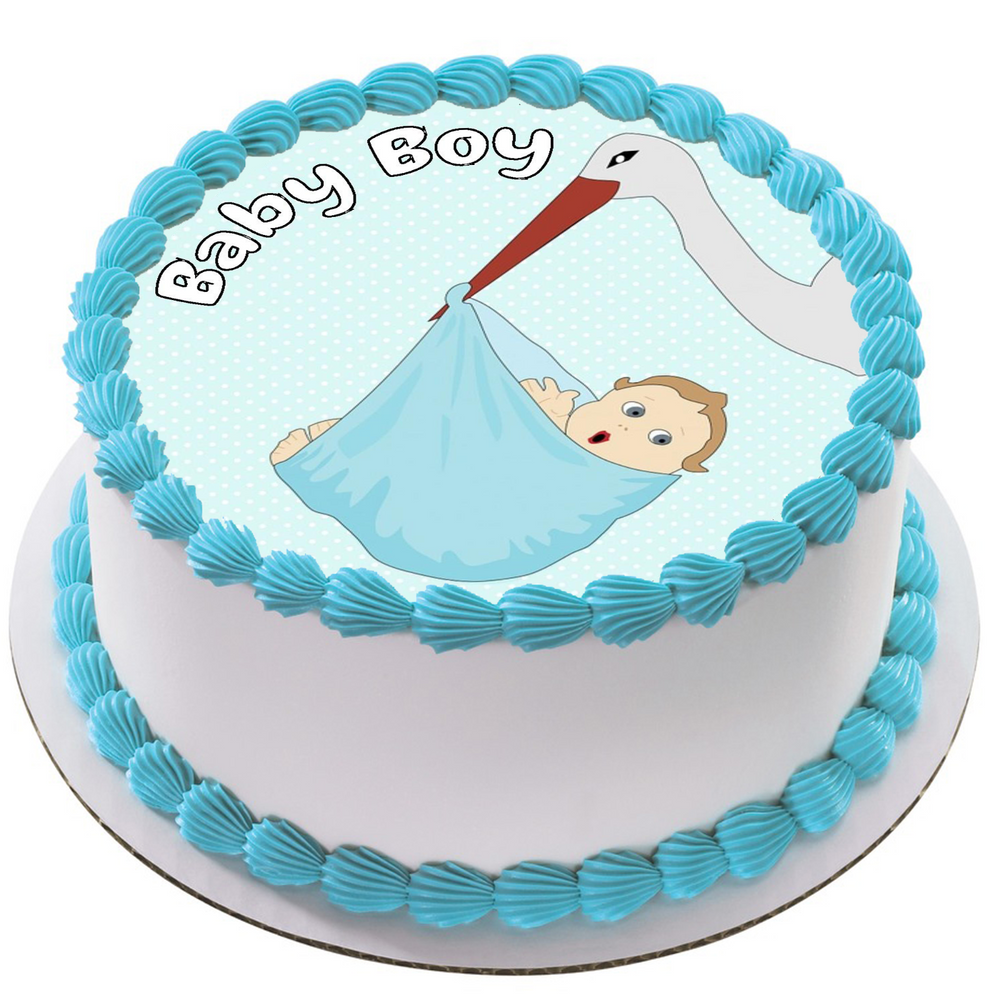 NEW BABY 7.5" ROUND ICING EDIBLE PREMIUM CAKE TOPPER 19CM DIAMETRE BLUE ...