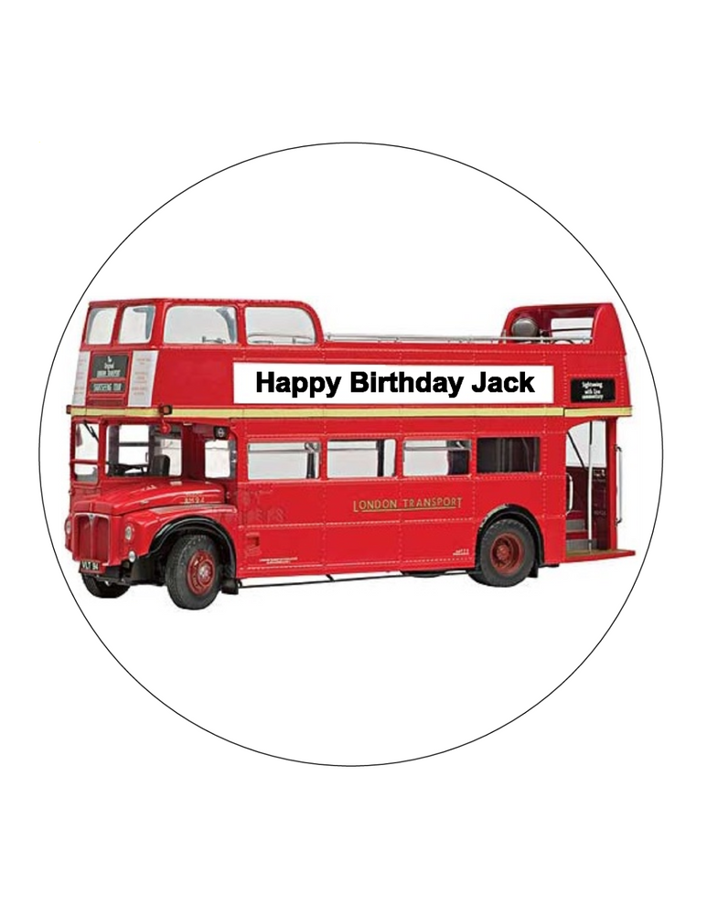 RED LONDON BUS Birthday 7.5 PREMIUM Edible ICING Cake Topper CAN ...