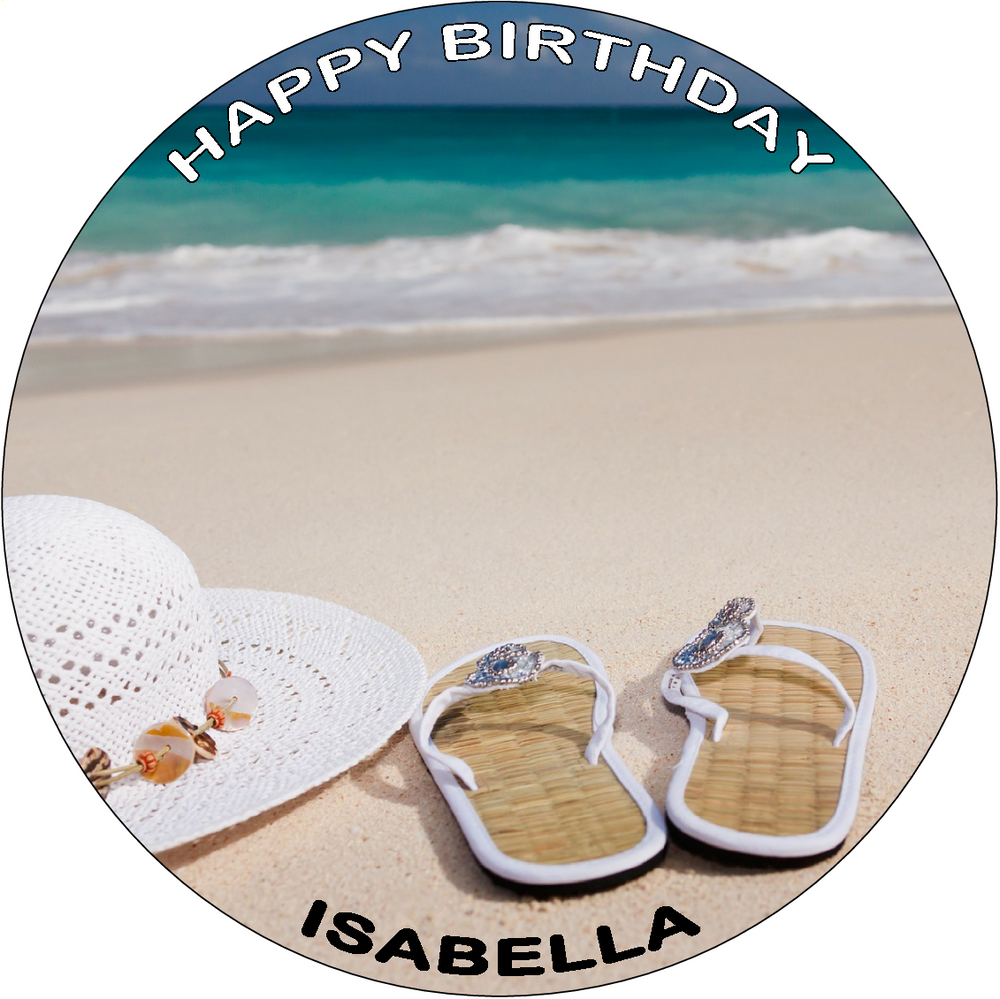 PREMIUM BEACH 7.5" HOLIDAY EDIBLE RICE WAFER PAPER CARD ROUND CAKE TOP ...