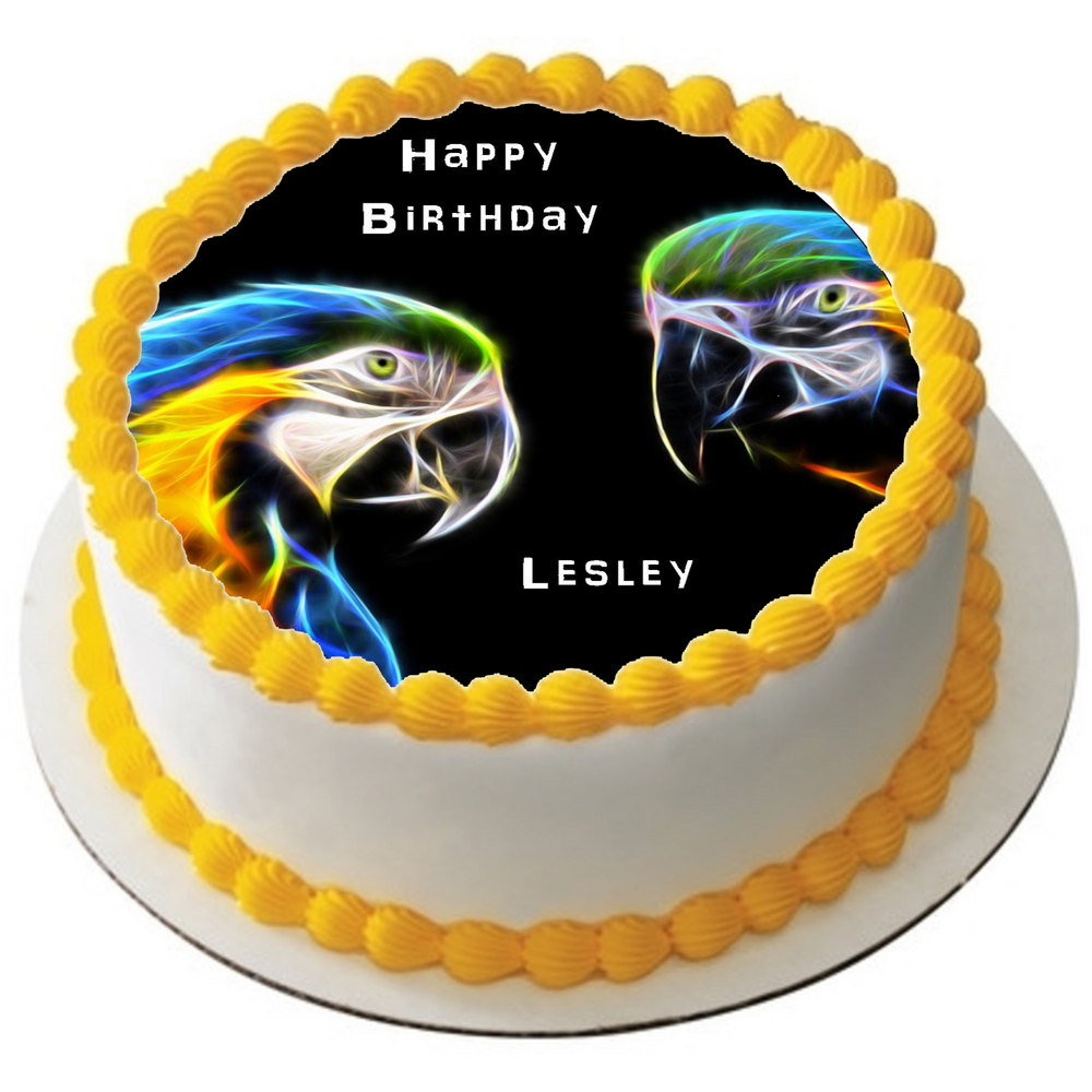 PARROT 7.5" ROUND ICING EDIBLE PREMIUM CAKE TOPPER 19CM DIAMETRE BIRD ...