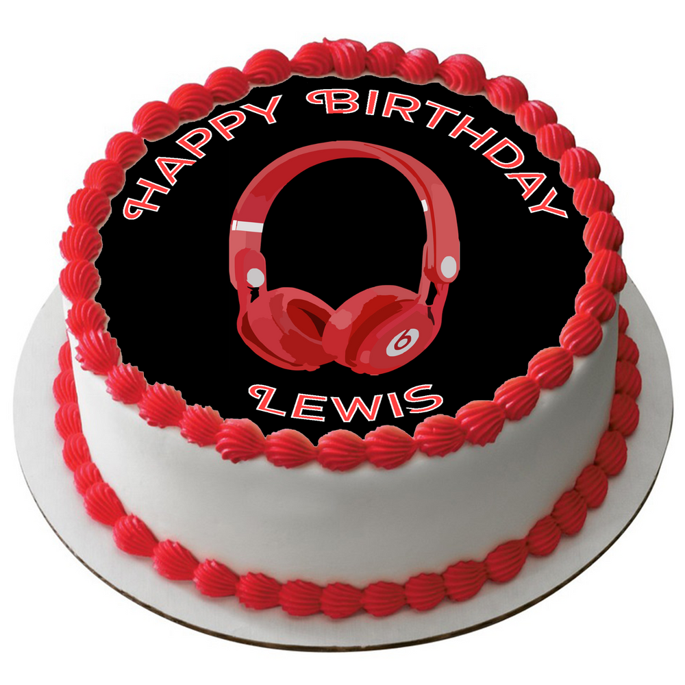 HEADPHONES 7.5" ROUND ICING EDIBLE PREMIUM CAKE TOPPER 19CM DIAMETRE ...