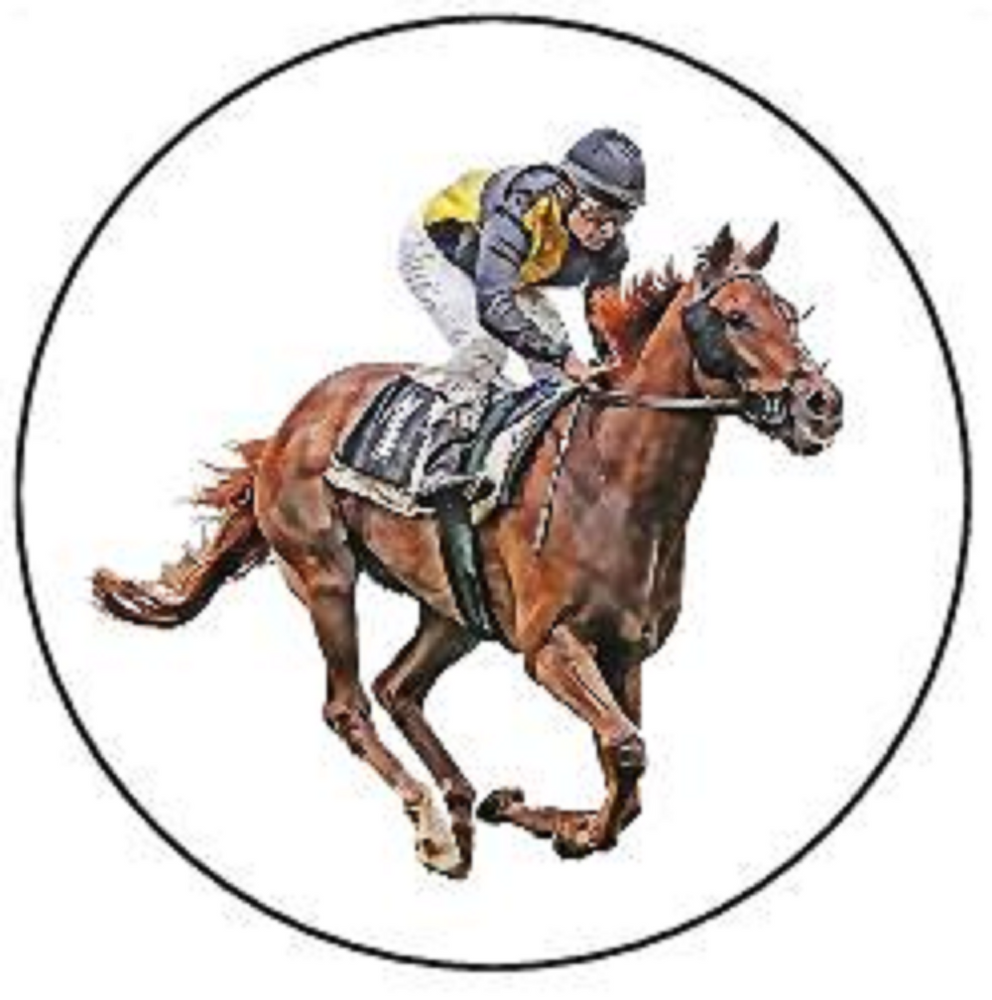 HORSE RACING 30 x 4cm PREMIUM EDIBLE ICING ROUND CUP CAKE TOPPERS D7 ...