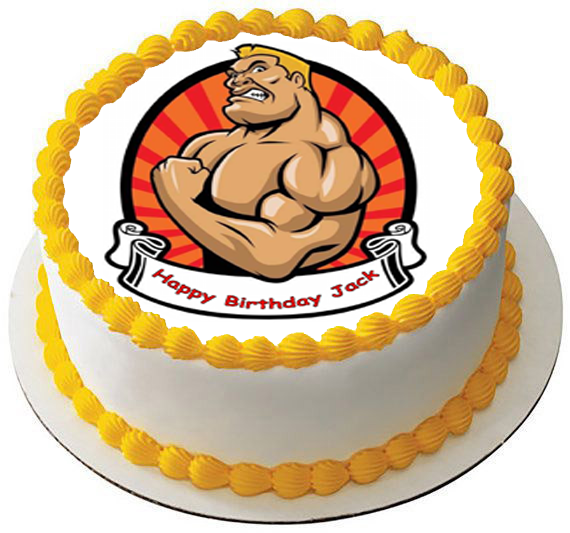 STRONG MUSCLE MAN 7.5 PREMIUM Edible ICING Cake Topper CAN BE ...