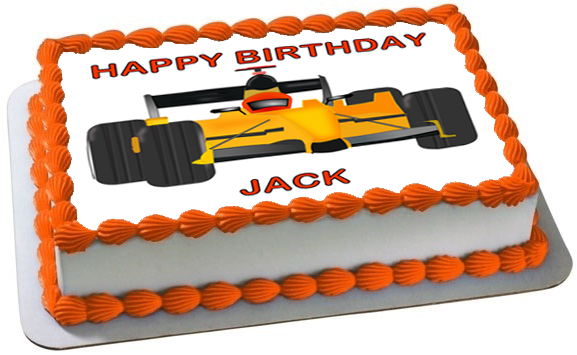 RACING CAR A4 PREMIUM Edible ICING RACE CAR Cake Topper CAN PERSONALISE ...