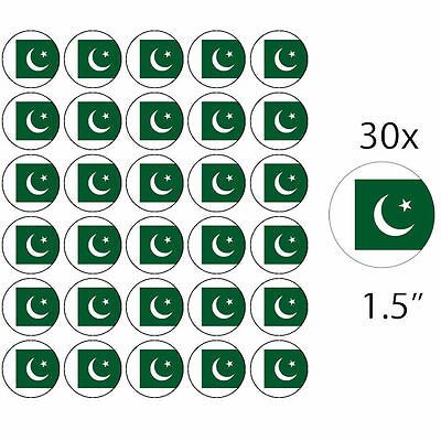 PAKISTAN FLAG 30 PREMIUM 1.5" RICE WAFER PAPER CAKE TOPPERS CRICKET ...